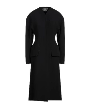 Jacquemus Minimalist Long-sleeve V-neck Button Coat - Black