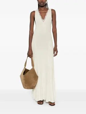 Nanushka Lace Trimmed V-neck Maxi Dress