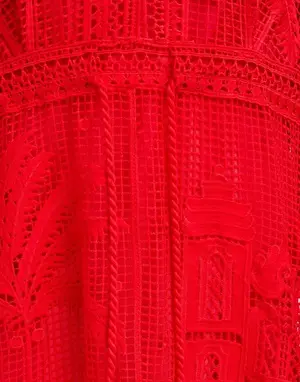 Farm Rio Long Sleeve V-neck Lace Maxi Dress With Belt
