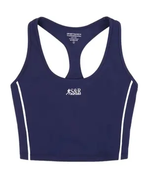 SPORTY  RICH Sporty & Rich Sr Runner Sports Crop Tank Top - Blue