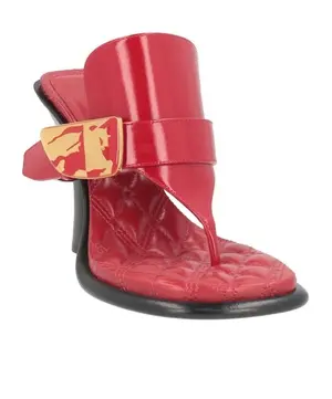 Burberry Leather Thong Sandals With Geometric Heels - Red