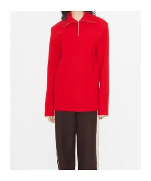 Tory Burch Half-zip Wool Polo Shirt - Royal Red