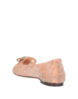 Dolce & Gabbana Lace Appliquéd Loafers - Nude