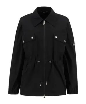Barbour Collared Zip-up Jacket With Adjustable Waist And Patch Pockets