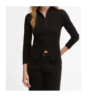 Barbour Dallas Half Zip Top With Long Sleeves And Front Slit