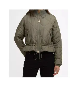 Barbour Quilted Jacket With Funnel Neck And Studded Pockets