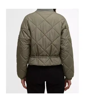 Barbour Quilted Jacket With Funnel Neck And Studded Pockets