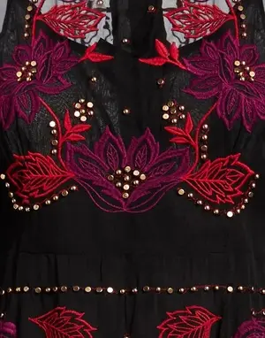 Farm Rio Embroidered Floral Maxi Dress With Metallic Accents
