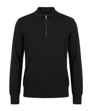 ALLSAINTS Albany Zip-up Polo Shirt - Black
