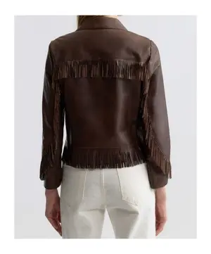 NILI LOTAN Fringed Patch-pocket Leather Jacket