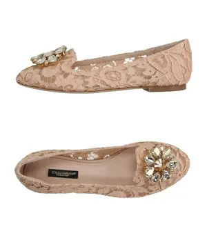 Dolce & Gabbana Lace Embellished Loafers - Nude