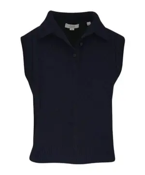 Vince Cable Knit Polo Vest - Navy Blue