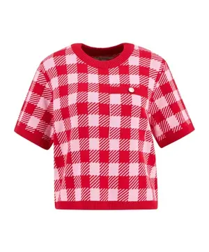 Barbour Plaid Short Sleeve Knit Sweater