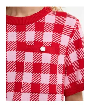 Barbour Plaid Short Sleeve Knit Sweater