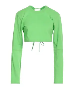 Jacquemus Solid Color Crop Tops - Green