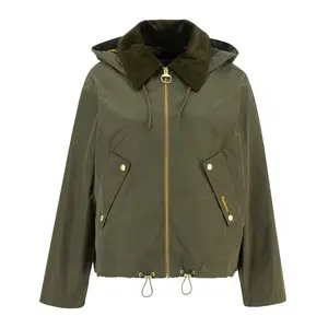 Barbour Hooded Casual Jacket With Zip Closure And Adjustable Hem - Green