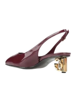 Dolce & Gabbana Glossed Leather Slingback Pumps With Sculptural Heel
