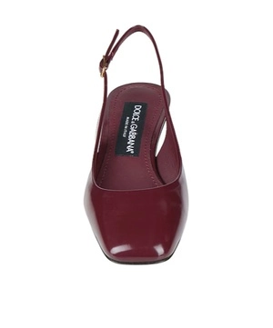 Dolce & Gabbana Glossed Leather Slingback Pumps With Sculptural Heel