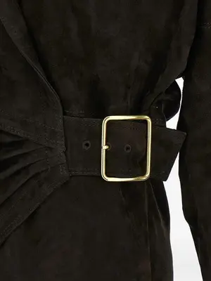 DARKPARK Cindy Crossed-button Suede Jacket - Black