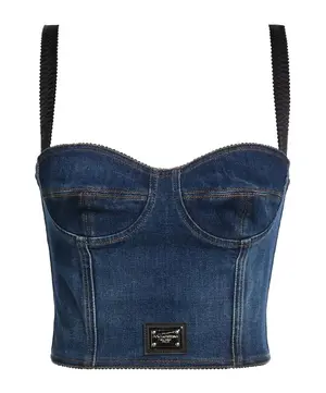 Dolce & Gabbana Color-block Denim Cropped Top