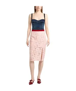 Dolce & Gabbana Color-block Denim Cropped Top
