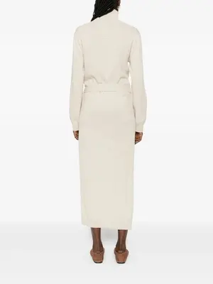 Nanushka Turtleneck Tie Knitted Midi Dress - White