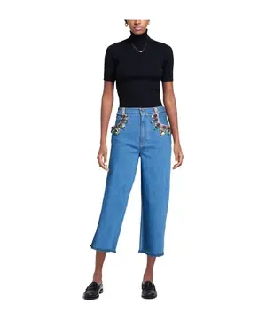 Dolce & Gabbana Embellished Wide-leg Cropped Jeans