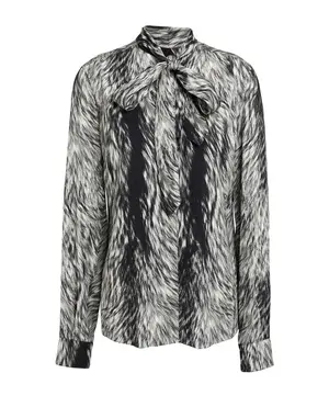 Dolce & Gabbana Printed Silk Shirt With Bow Detail