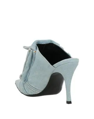 DIESEL® Denim Mules With Pointed Toe And Zip-up Detailing