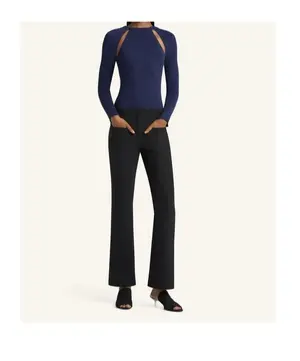 COURREGES Ribbed-knit Cut-out T-shirt
