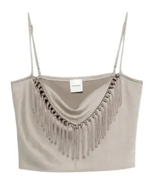 Nanushka Fringe-detail Sleeveless Top - Nude