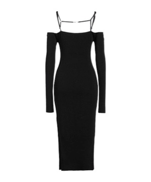 Jacquemus Fitted Knitted Dress - Black