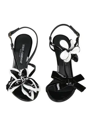 Dolce & Gabbana Patent Leather Bow Detailed Slingback Sandals