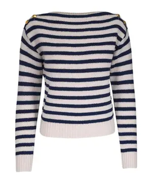 NILI LOTAN Tandy Striped Button Sweater - Black