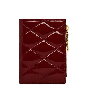 Saint Laurent Le Cassandre Bijou Patent Leather Bi-fold Wallet - Garnet