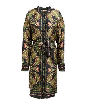 Farm Rio Paisley Print Belted Shirt Dress