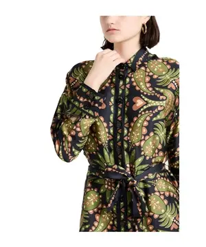 Farm Rio Paisley Print Belted Shirt Dress