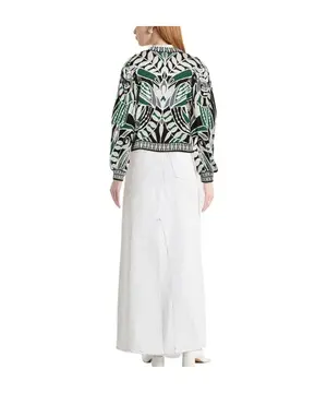 Farm Rio Floral Knit Button-front Top