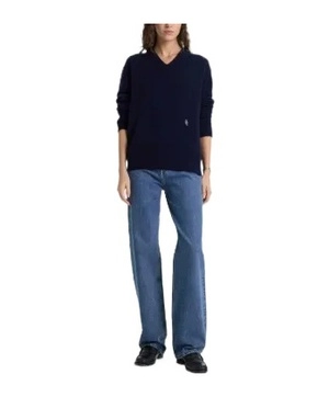 SPORTY  RICH V-neck Embroidered-logo Sweater - No