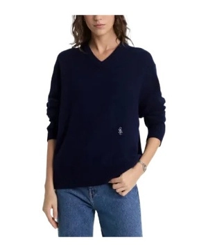 SPORTY  RICH V-neck Embroidered-logo Sweater