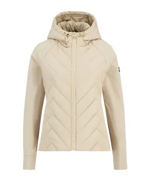 Barbour Quilted Jacket With Hood And Zip Closure - Nude
