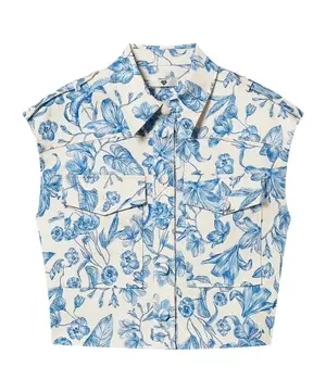 TWINSET Floral Print Cotton Cropped Vest - White