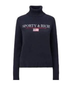 SPORTY  RICH Sporty & Rich Knitted Turtle-neck Sweater With Embroidered Detailing - No