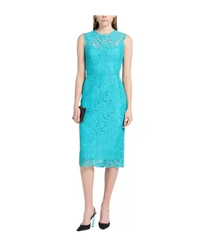 Dolce & Gabbana Sleeveless Lace Sheath Dress - Turquoise