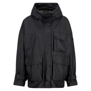Barbour Hooded Casual Jacket With Zip Closure - Black