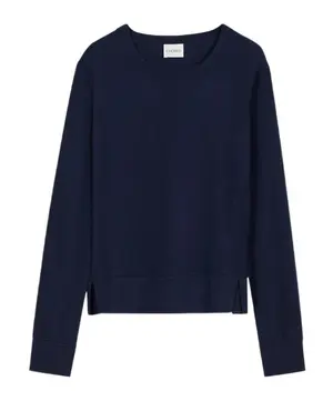 Closed Long-sleeve Crew-neck Sweater - Navy