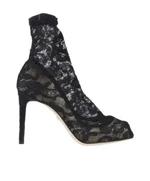 Dolce & Gabbana Lace Print Stiletto Heel Ankle Boots