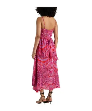 Farm Rio Paisley-print Tiered Square Neck Midi Dress