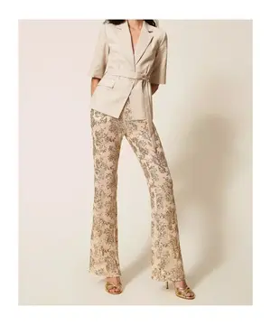 TWINSET Embellished Flared Trousers - Nude