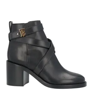 Burberry Leather Ankle Boots With Thick Heel And Zipper Detail